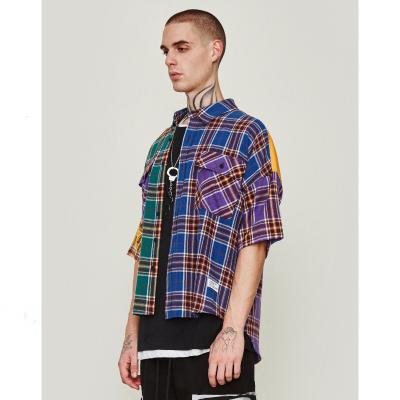 China Small quantity clothing manufacturers Polyester Grid Men Shirts for sale