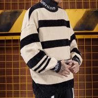 China small quantity clothing manufacturer Drop Shoulder Graffiti Rainbow Striped Sweater Chenille Ins Lazy Half Turtleneck for sale