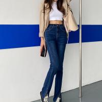 China Dark Blue High Waist Stretch Pencil Jeans Nine Points for sale