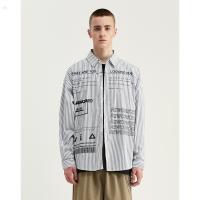 China Turn Down Collar Business Long Sleeve Men Shirts White Shirt With Black Stripes for sale