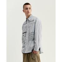 China Turn Down Collar Business Long Sleeve Men Shirts White Shirt With Black Stripes for sale