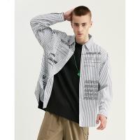 China Turn Down Collar Business Long Sleeve Men Shirts White Shirt With Black Stripes for sale