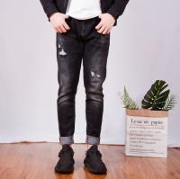 China ODM OEM Korean Version Autumn Winter Men Pants Casual Straight Mid Waist Jeans for sale