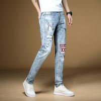 China Ironing Diamond Embroidered Trousers Men Pants Wicking Light Color for sale