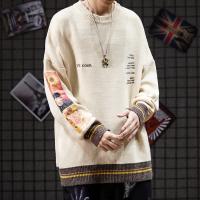 China Khaki Color Block Drop Shoulder Mens Warm Sweaters Breathable for sale