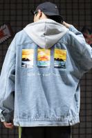 China Blue Denim Casual Jeans Men Jackets Long Sleeves 100% Polyester for sale