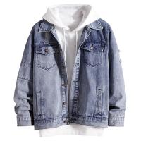 China Best clothing manufacturers in China Breathable Oversize Light Blue Jeans Jacket Single Button for sale
