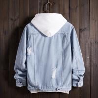 China Custom Logo Single Breasted Blue Plain Jean Jackets for sale