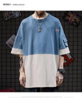 China Color Matching Round Neck Men Streetwear T Shirts Sublimation Logo for sale