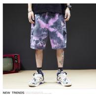 China Mourning Series Thin Summer Shorts Mint Green Taro Purple Tie Dye Basketball Shorts for sale