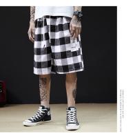 China BEIANJI Cotton Polyester Black White Checkered Shorts Garment Dyed for sale