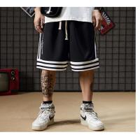 China Niche Trend Striped Men Streetwear Shorts Breathable Spandex Basketball Pants for sale
