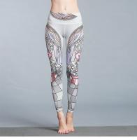 China 220GSM Stretchy Nylon Ladies Yoga Wear Leggings High Waisted Custom Printed for sale