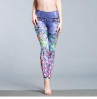China 220GSM Stretchy Nylon Ladies Yoga Wear Leggings High Waisted Custom Printed for sale