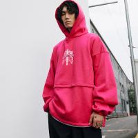 China Drawstring Pouch Pocket Plain Fleece Hoodie Girls Winter Pink Drop Shoulder Pullover for sale