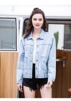 China Spring Summer Sequin Nail Bead Loose Denim Jacket For Women for sale