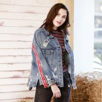 China custom clothing factory China Printed Personality Ladies Jackets Coats BF Loose Fit Denim Jacket for sale