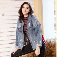 China custom clothing factory China Printed Personality Ladies Jackets Coats BF Loose Fit Denim Jacket for sale