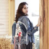 China Washed Light Blue Loose Denim Blazer For Women for sale