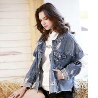 China BEIANJI Irregular Ripped Denim Top Heavy Industry Nail Bead for sale