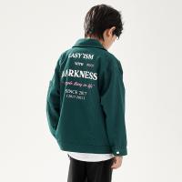 China Anti Pilling Green Baseball Jackets Solid Color Boys Tops for sale