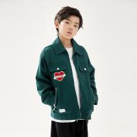 China Anti Pilling Green Baseball Jackets Solid Color Boys Tops for sale