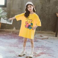 China Small quantity clothing factory Comfortable Fabric Cartoon Bear Print T Shirt Girls Tops 90cm To 130cm for sale