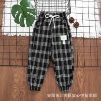China Full Length Casual Girls Grid Pattern Pants 42cm To 68cm for sale