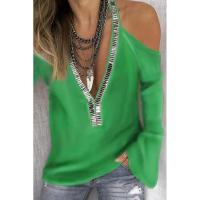China Strapless Women'S Solid Color Sweater Deep V Neck Long Sleeve Ladies Stylish Tops for sale