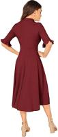 China Clothing Ribbed Knit Bell Sleeve Fit And Flare Midi Dress for sale