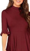 China Clothing Ribbed Knit Bell Sleeve Fit And Flare Midi Dress for sale