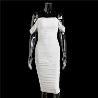 China Boutique Clothing Wrapped Chest Open Back Dress Pleated Mesh Long Skirt One Word Neck Dress for sale