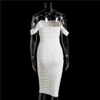 China Boutique Clothing Wrapped Chest Open Back Dress Pleated Mesh Long Skirt One Word Neck Dress for sale