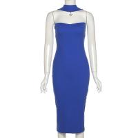 China Women High Waist Clothing Halter Neckline Fit Midi Dress For Party for sale
