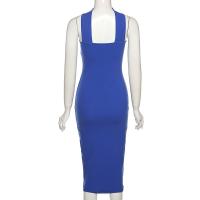 China Women High Waist Clothing Halter Neckline Fit Midi Dress For Party for sale