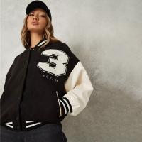 China Women 'S Loose Drop Shoulder Baseball Jacket 90% Cotton 10% Polyester Garment for sale