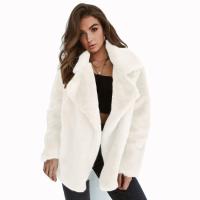 China Clothing Production Feminine Plush Lapel Wool Coat 100% Polyetser S-3XL For Winter for sale
