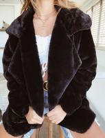 China Clothing Production Feminine Plush Lapel Wool Coat 100% Polyetser S-3XL For Winter for sale