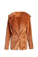 China Clothing Production Feminine Plush Lapel Wool Coat 100% Polyetser S-3XL For Winter for sale