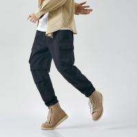 China Men'S Casual Outdoor Elastic High Waisted Baggy Workout Pants With Pockets Solid Color for sale