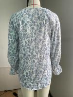 China Chiffon Printed 100% Polyester Women'S V Neck Long Sleeves Shirt for sale