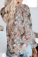 China Chiffon Printed 100% Polyester Women'S V Neck Long Sleeves Shirt for sale