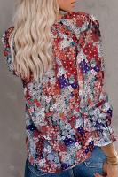 China Chiffon Printed 100% Polyester Women'S V Neck Long Sleeves Shirt for sale