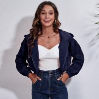 China Custom Clothing Factory China Women'S 100% Polyester S-XL Loose Drop Shoulder Long - Sleeved Short Coat for sale