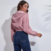 China Custom Clothing Factory China Women'S 100% Polyester S-XL Loose Drop Shoulder Long - Sleeved Short Coat for sale
