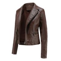 China Small Quantity Clothing Manufacturer S-3XL PU Leather Ladies Zipper Coat Pocket For Women for sale