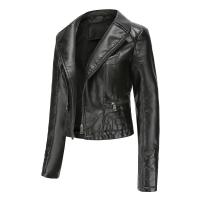 China Small Quantity Clothing Manufacturer S-3XL PU Leather Ladies Zipper Coat Pocket For Women for sale