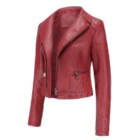 China Small Quantity Clothing Manufacturer S-3XL PU Leather Ladies Zipper Coat Pocket For Women for sale
