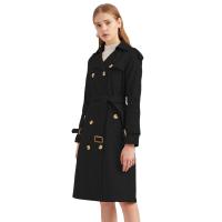 China OEM Women'S Classic Double Breasted Mid -  Long Cotton Coat With Belt S-3XL for sale