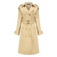 China OEM Women'S Classic Double Breasted Mid -  Long Cotton Coat With Belt S-3XL for sale